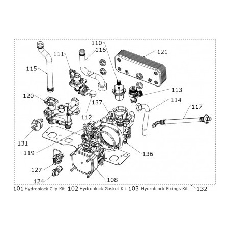Vanne 3 voies complète chaudière Morco GB24, GB24 SII